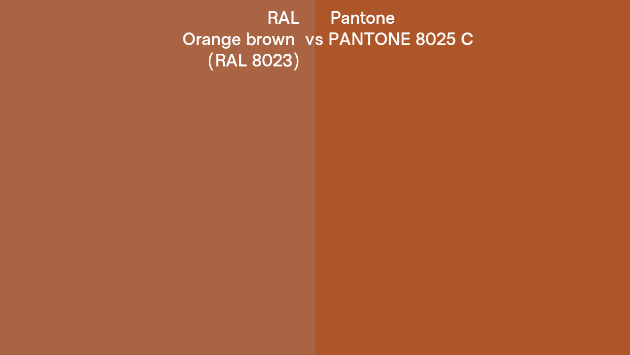 RAL Orange brown (RAL 8023) vs Pantone 8025 C side by side comparison