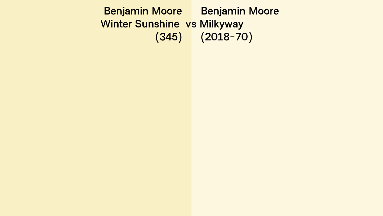Benjamin Moore Winter Sunshine vs Milkyway side by side comparison